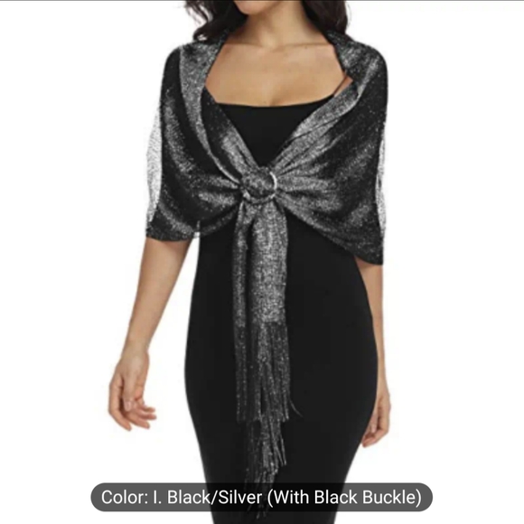 Accessories | Sparkling Metallic Shawls And Wraps With Buckle For ...